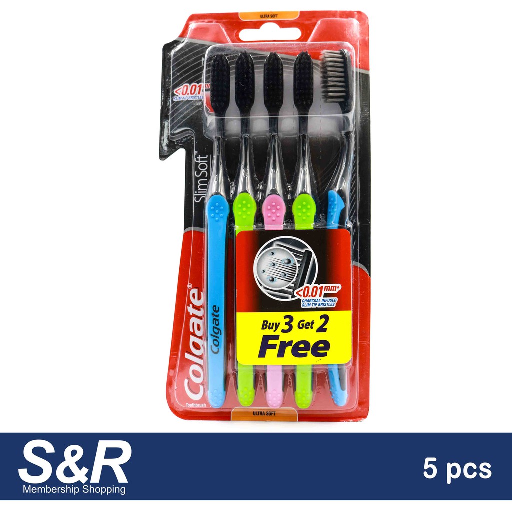 Colgate Slim Soft Charcoal Ultra Soft Bristles Toothbrush 5 pieces ...