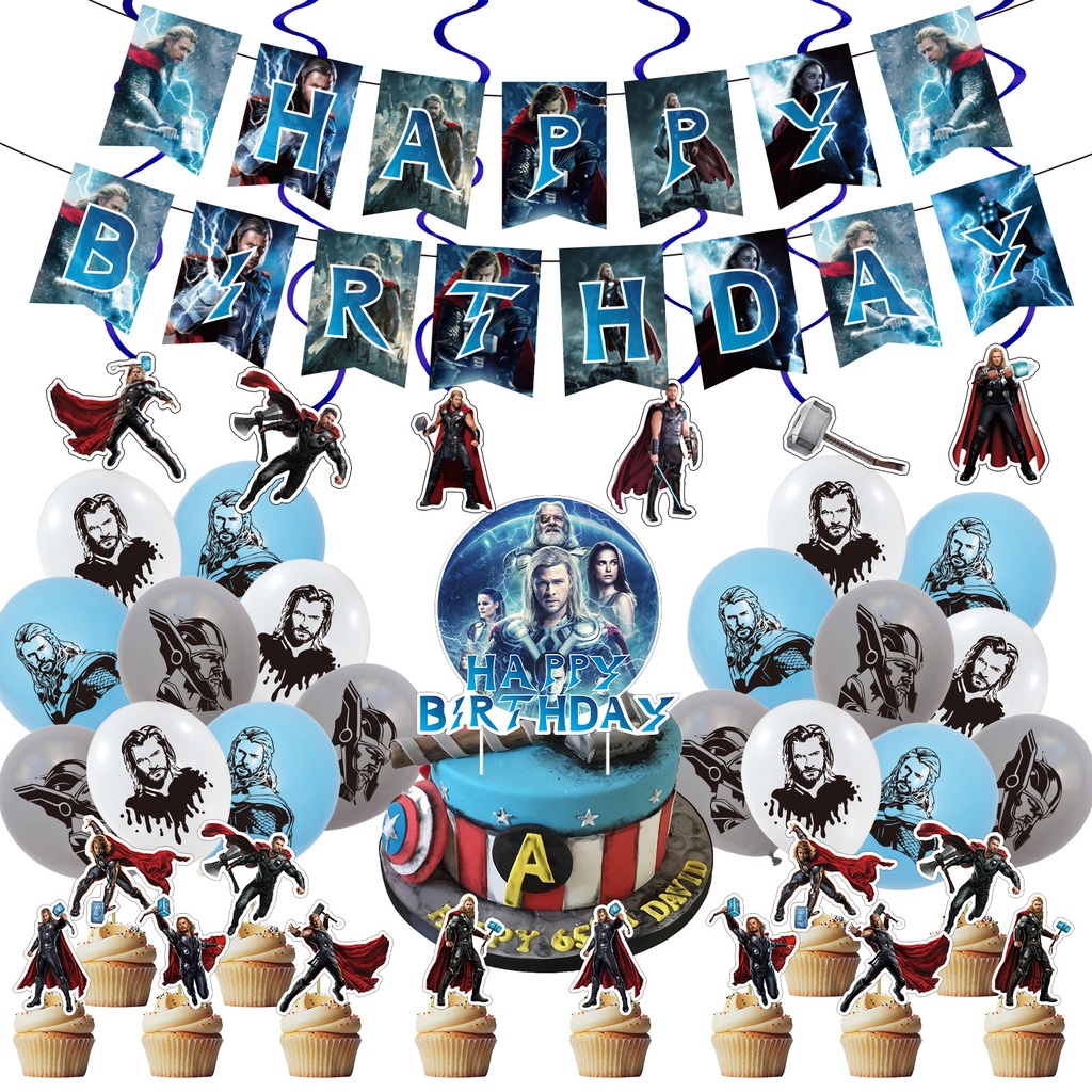 Marvel The Avengers Thor Theme Birthday Party Decor Cupcake Topper ...