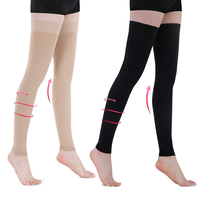 1 pair Level 2 22-32mmHg Thigh Compression Socks Above the Knee ...