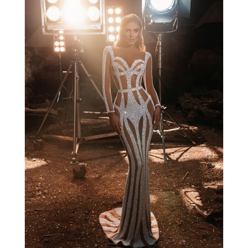 Women's Sexy High Waist Bodycon Dress Bronze Ball Dresses Female Dinner ...