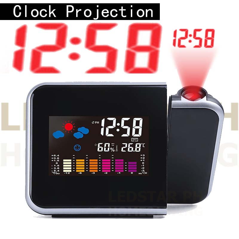 LCD Digital LED Projector Projection Weather Station Calendar Snooze ...