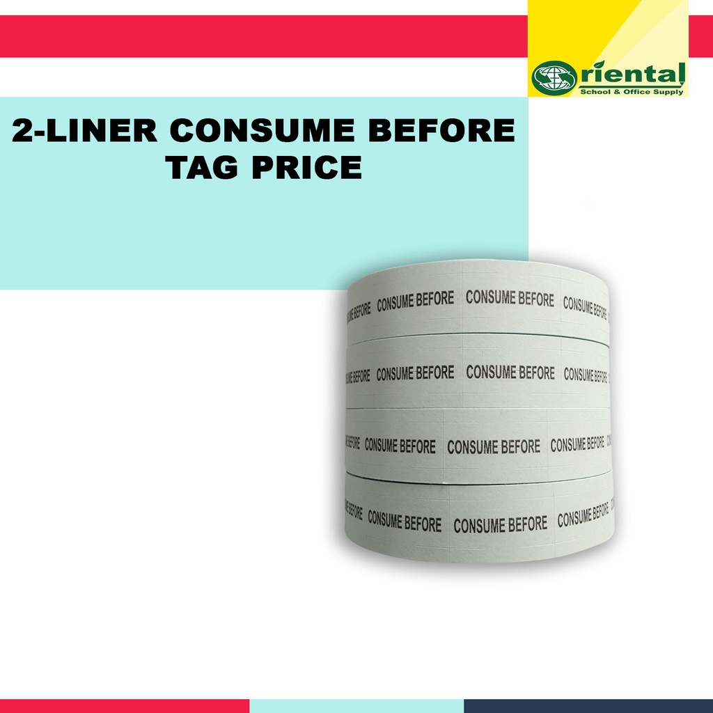 2-Liner Tag Price Sticker w/ Print Consume or Best Before PB230 Tagger ...