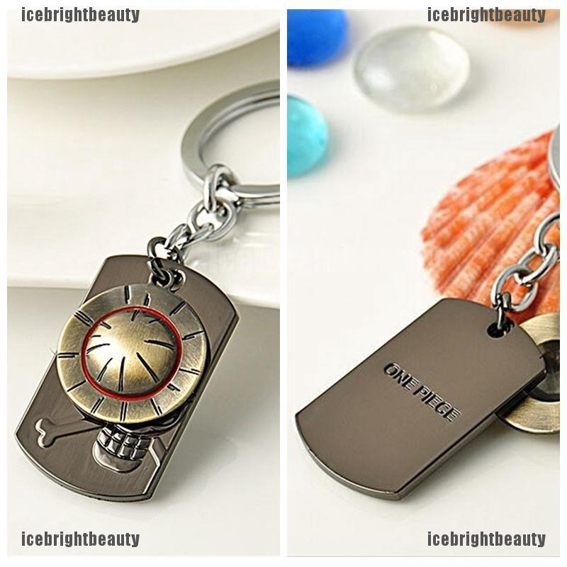 Anime One Piece Luffy Straw Hat Skull Stainless Steel Keychain Key ...