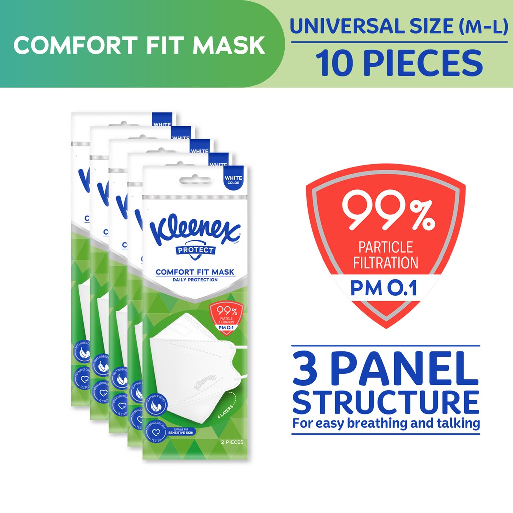 Kleenex Protect Comfort Fit Mask x 5 Packs (10 masks) | Shopee Philippines
