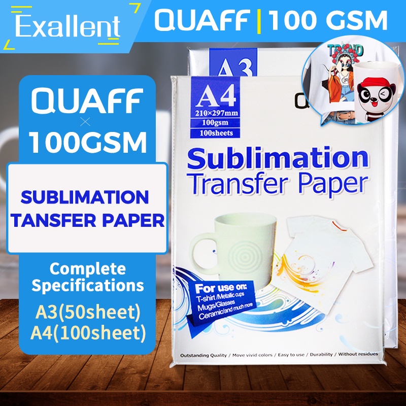 Sublimation Transfer Paper A4 (100Sheets) / A3 (50Sheets) 100Gsm QUAFF ...