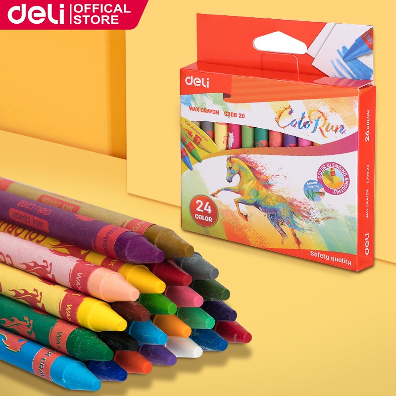 Deli 12/18/24 Colors Crayon Set For Kids Children Painting Coloring ...