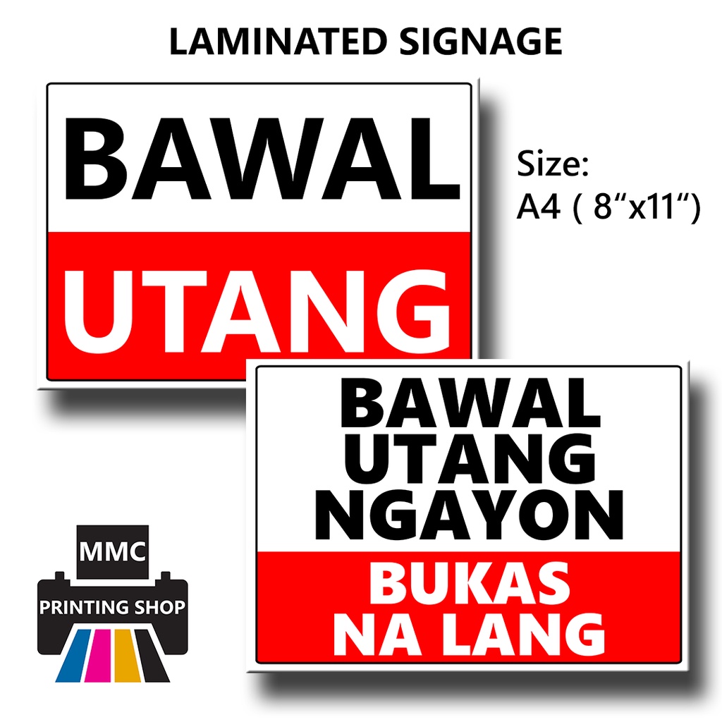 Laminated Bawal utang Signage A4 Size | Shopee Philippines