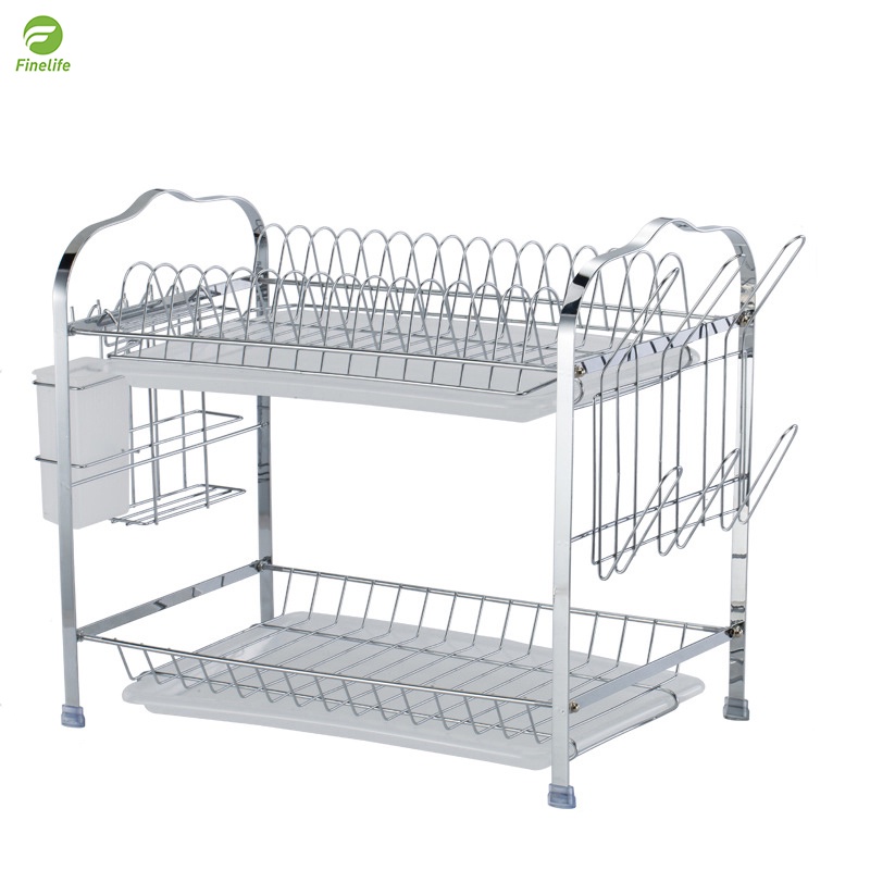 Finelife Drain Dish Rack Double-layer Kitchen Dish Rack Household Dish ...