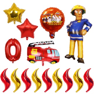 Fireman Sam Foil Number Balloons Happy Birthday Party Deco Ball Boy ...