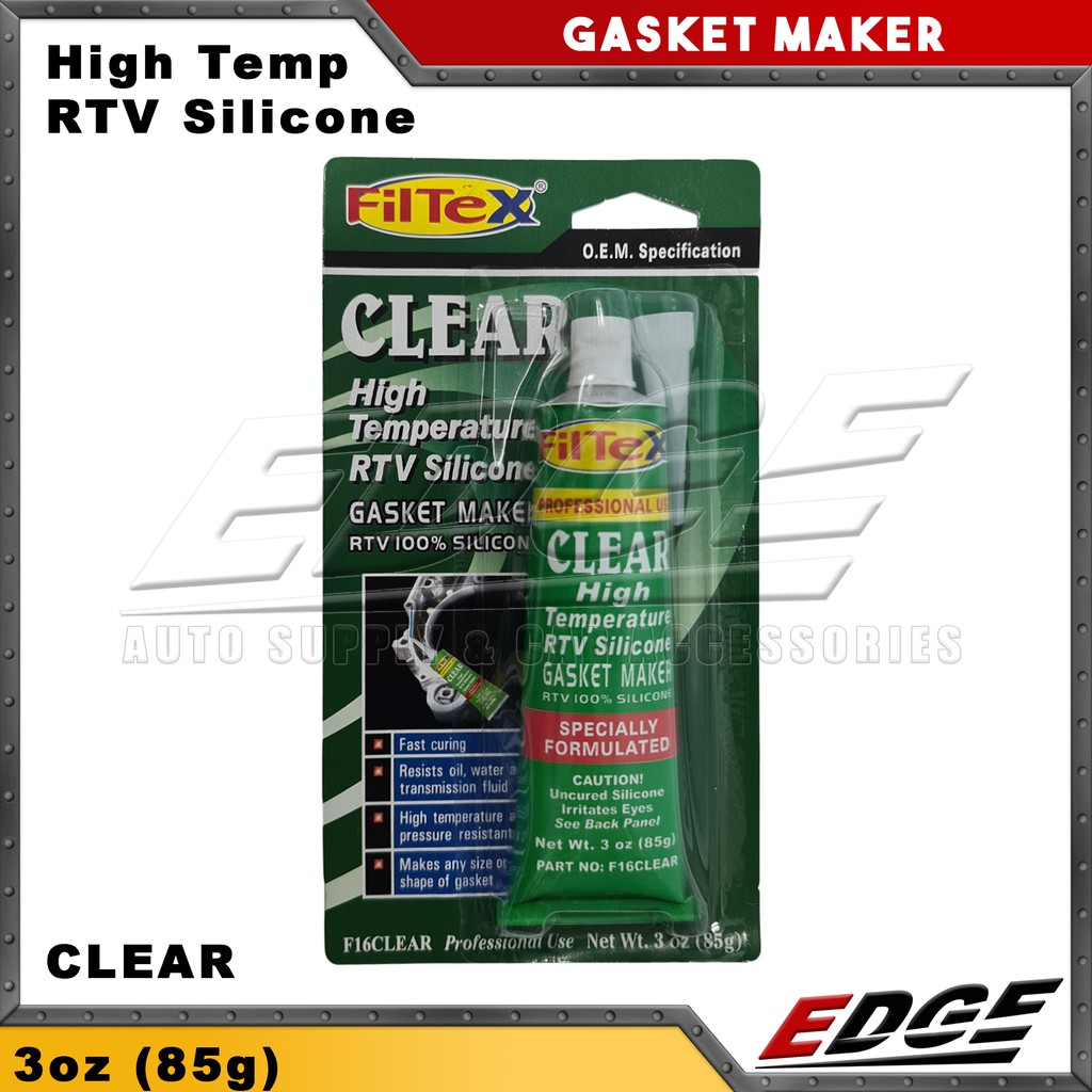 Filtex Gasket Maker - Clear - High Temperature RTV Silicone - 3oz (85g ...