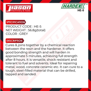 HARDEX HE-5 / HE5 5 minutes Steelweld Epoxy Compound 56.8G | Shopee ...