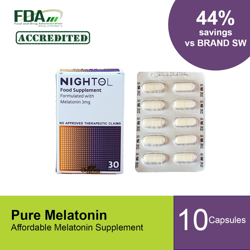 Nightol Melatonin Sleep-aid Supplement - 10 capsules | Shopee Philippines