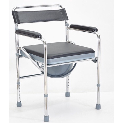 Heavyduty Adjustable Foldable Leather Commode Chair with Cushion Seat ...