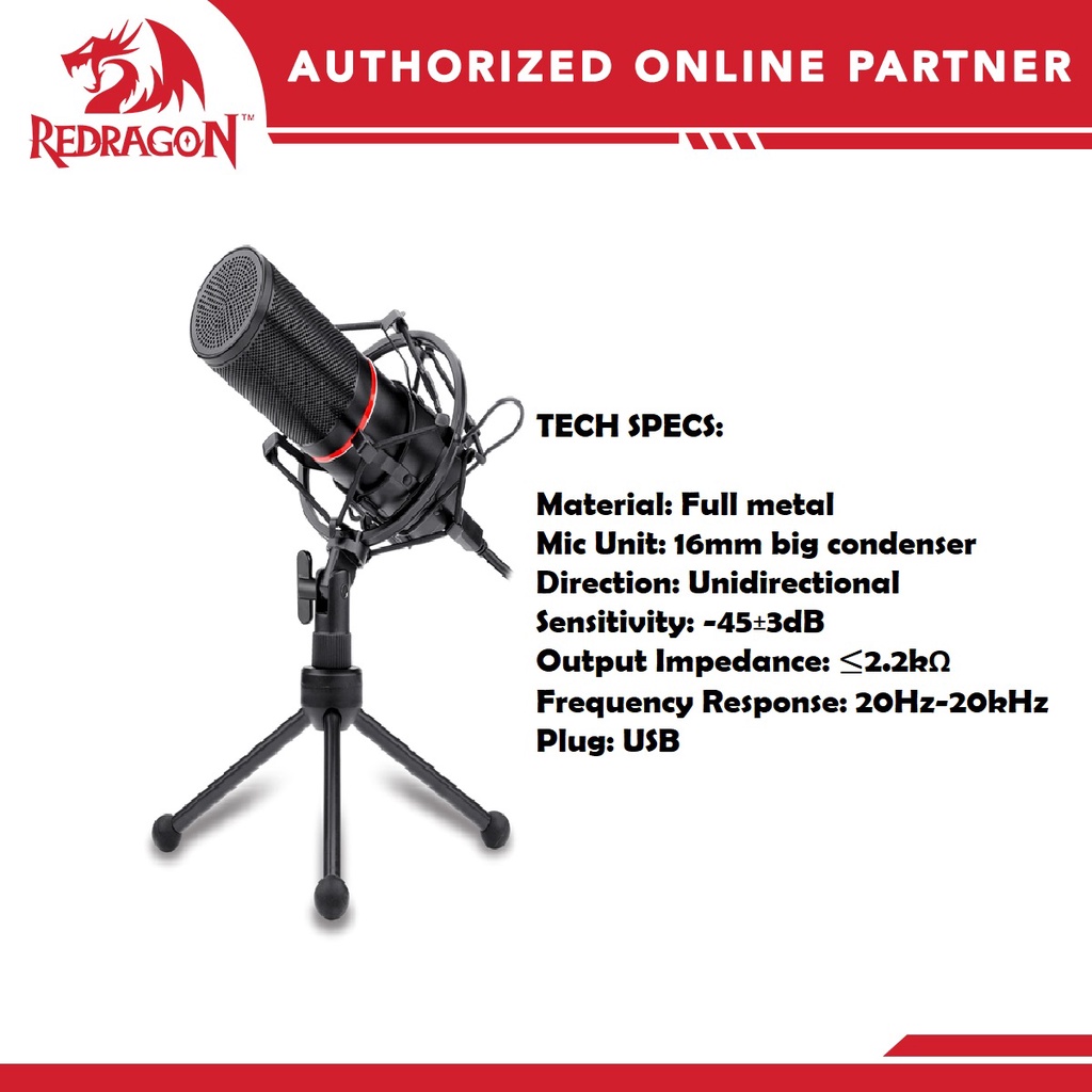 Redragon GM300 Gaming Stream Microphone | Shopee Philippines