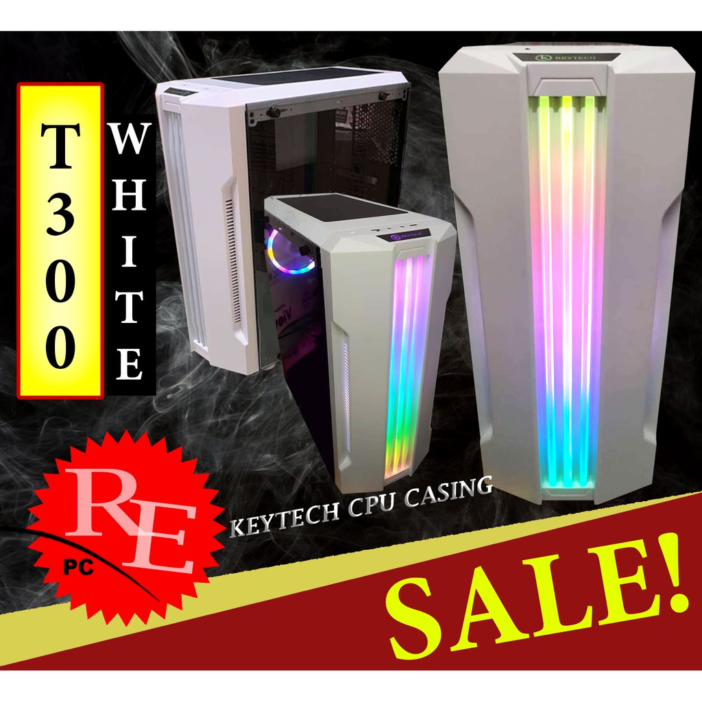 Keytech t300 white Tempered Glass Gaming Desktop pc case | Shopee ...