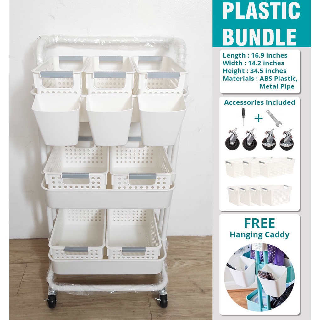 SOBY PH- BUNDLE 3-Tier Kitchen Utility Trolley Cart Shelf Storage Rack ...