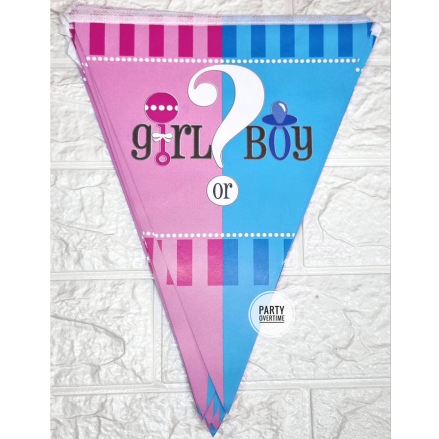 Girl or ? Boy Triangle Banderitas Flag Banner Gender Reveal Party ...