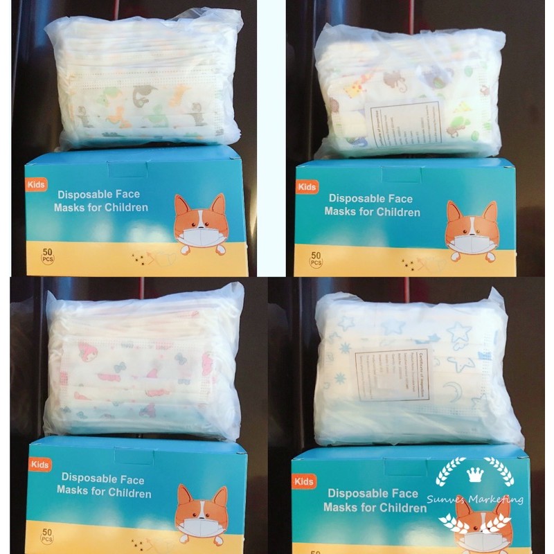 3-ply KIDS facemask 50Pcs/Box (for kids for children for baby) | Shopee ...