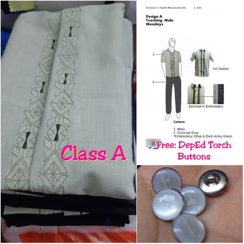 DepEd National Teachers uniform Monday Male Fabric with embroidery and ...