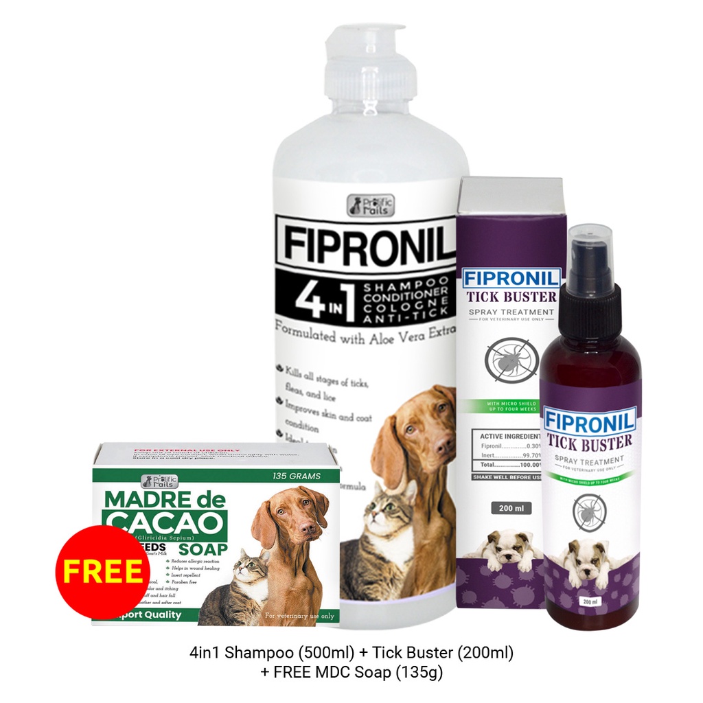 LKJ-Specialized Fipronil 4 in 1 Shampoo 500mL & Tick Buster Fipronil ...