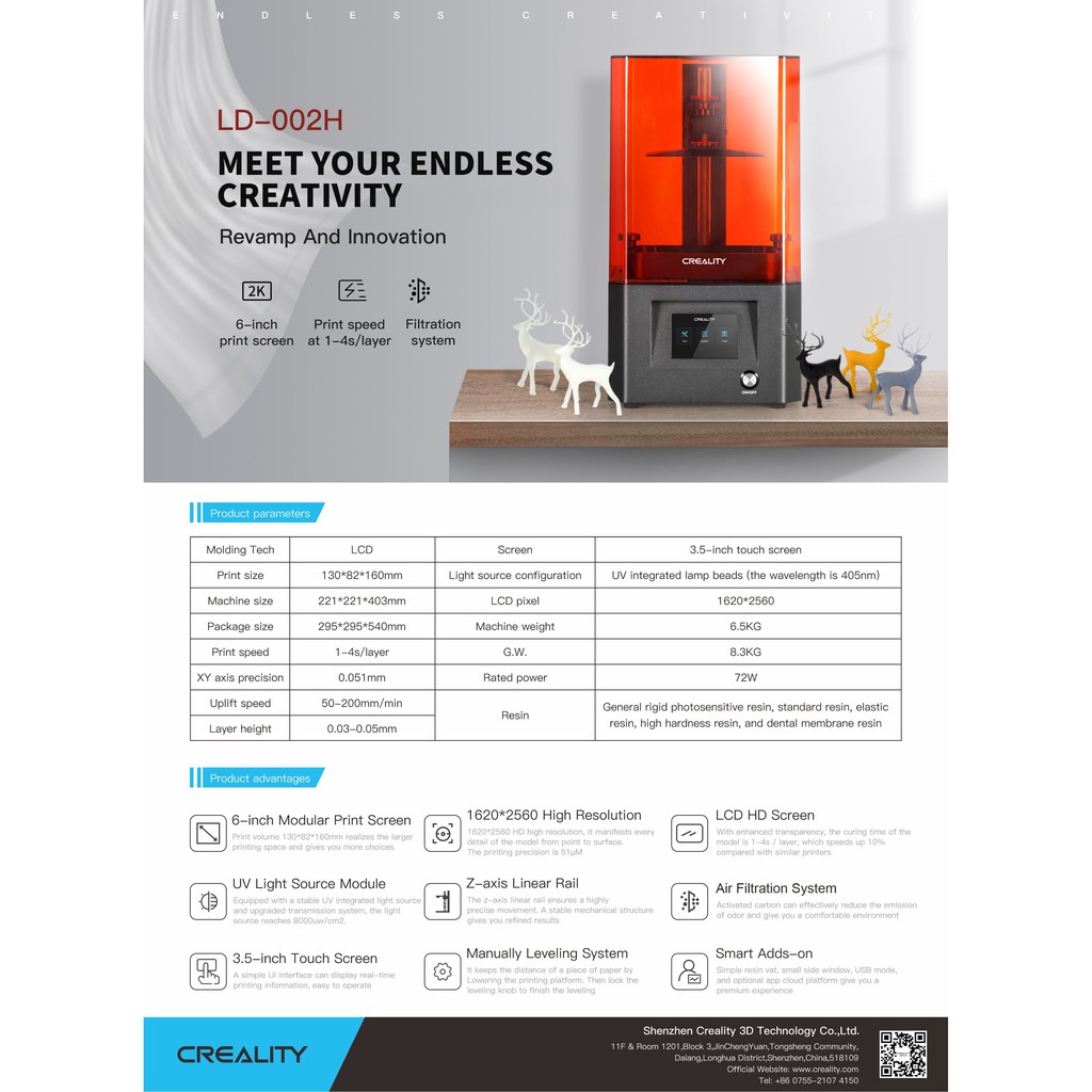 Creality LD 002 H 3D Printer (Creality Photosensitive Resins for 3D ...