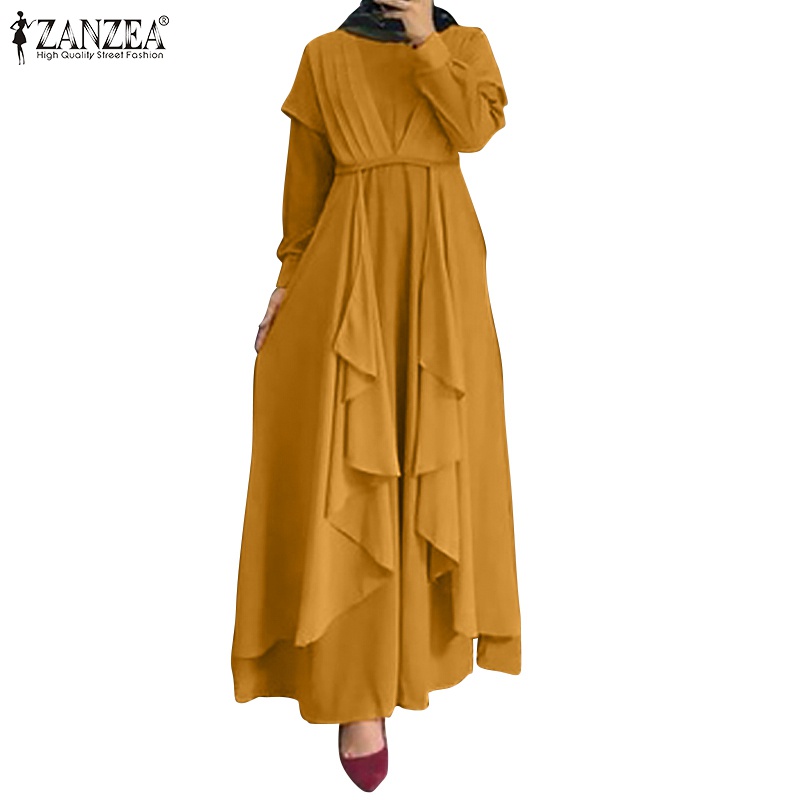 Zanzea Women Muslim Long Sleeve Elegant Street Fashion Solid Color