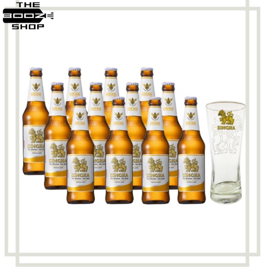 Singha Thai Beer 330ml Bottle x 12 w/ FREE Singha Tall Glass | Shopee ...