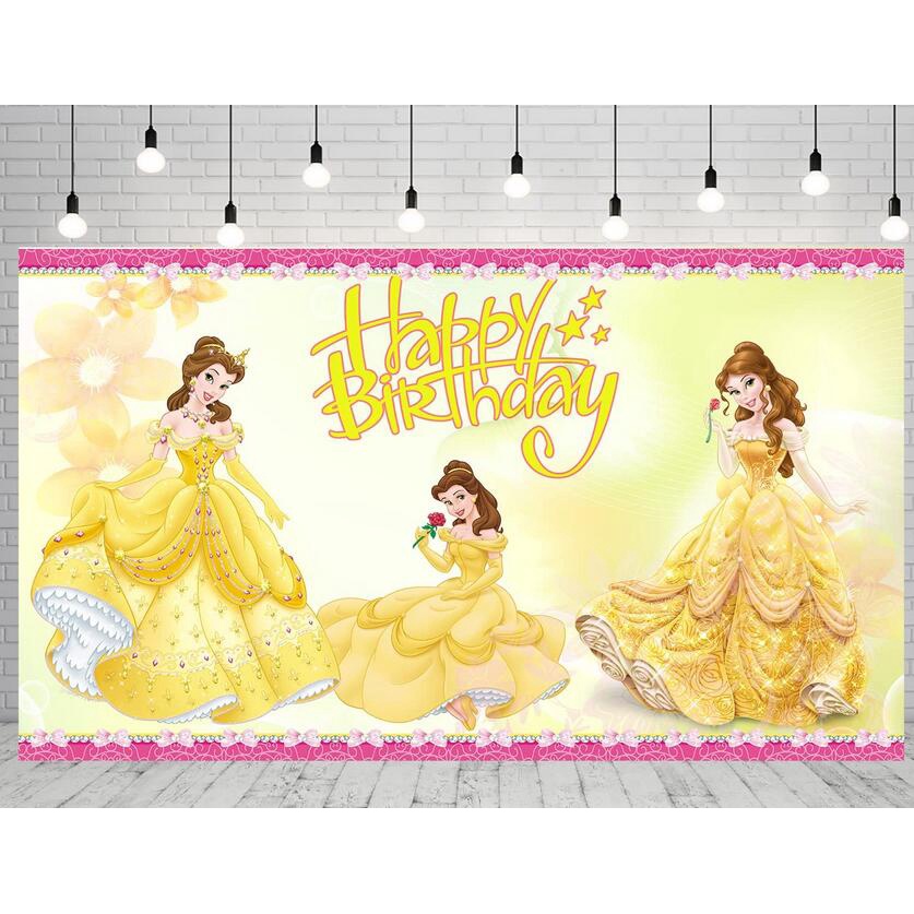 Princess Backdrop Birthday Party Supplies Beauty and The Beast Photo ...