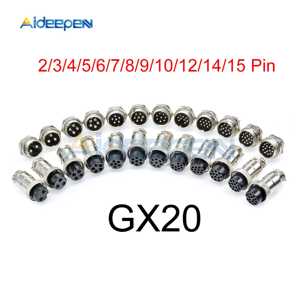 1set GX20 Aviation Connector Male Plug Female Socket Circular Connector 2/3/4/5/6/7/8/9/10/12/14 ...