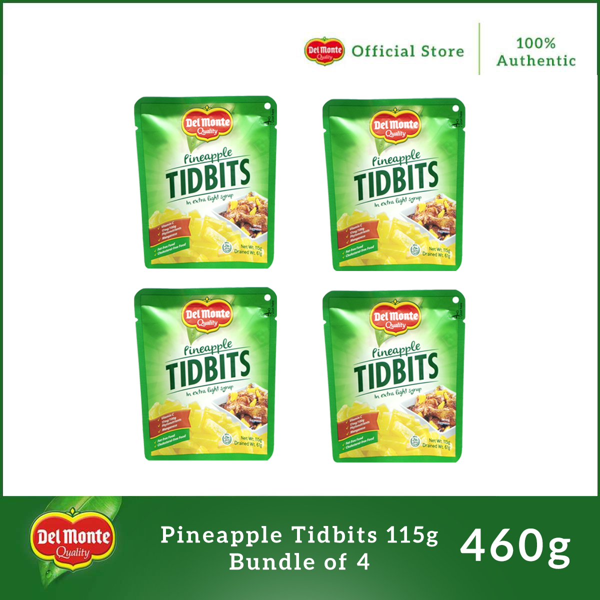 Del Monte Pineapple Tidbits 115g Bundle of 4 | Shopee Philippines