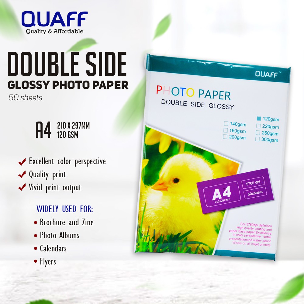 QUAFF Double Sided Glossy Photo Paper 120gsm (50sheets / pack) | Shopee ...