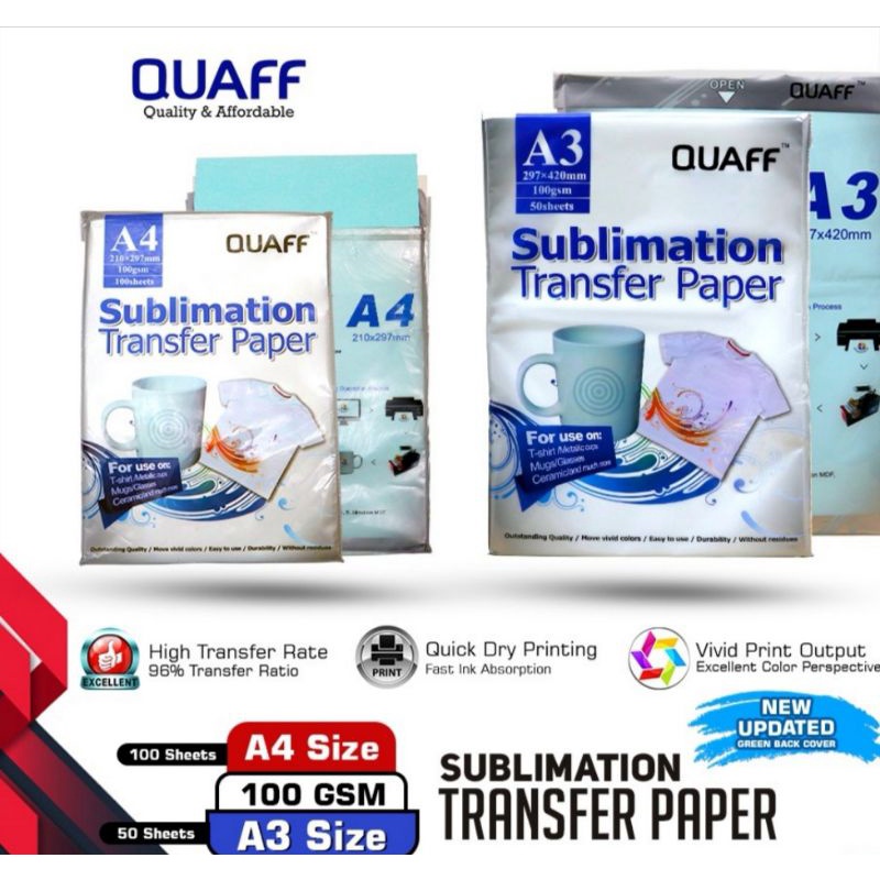 QUAFF Sublimation Paper A4 / A3 ( 100 / 50 ) Sheets Quaff Brand ...