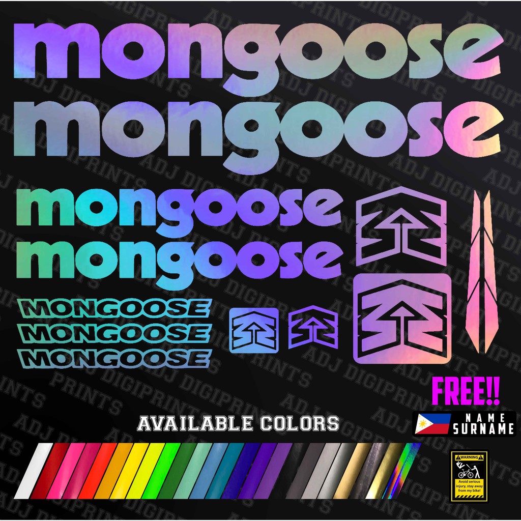 MONGOOSE Bike Frame Set Decals Stickers MTB SPECIAL COLOR VINYL ...