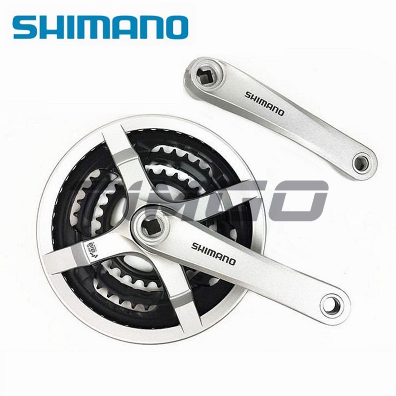 Shimano Tourney FC-TY501 6/7/8 Speed Crankset Square Taper 48-38-28T / 42-34-24T Silver Mountain ...