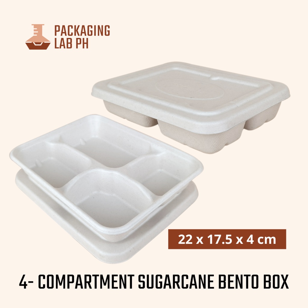 [10pcs] 3 DIVISION /4 DIVISION Compartment Sugarcane Bento Box Meal Box ...