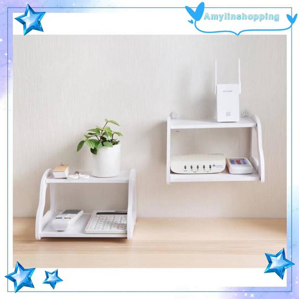 Wooden Wall Mounted Wifi Router Shelf Set-Top Box Bracket Storage Box ...