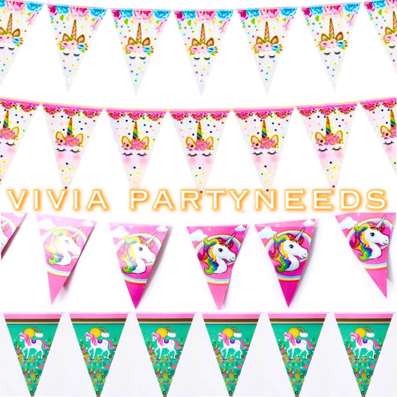 3meter Unicorn Banderitas Birhday Party Flag Decoration Blue/pink ...