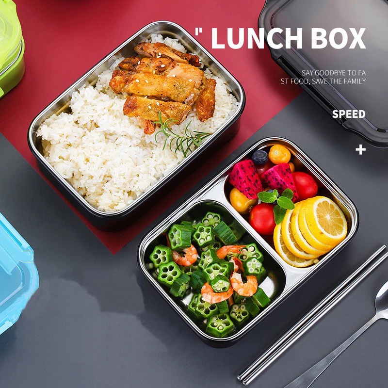 304 Stainless Steel Bento Box Double Food Box Children Picnic School ...