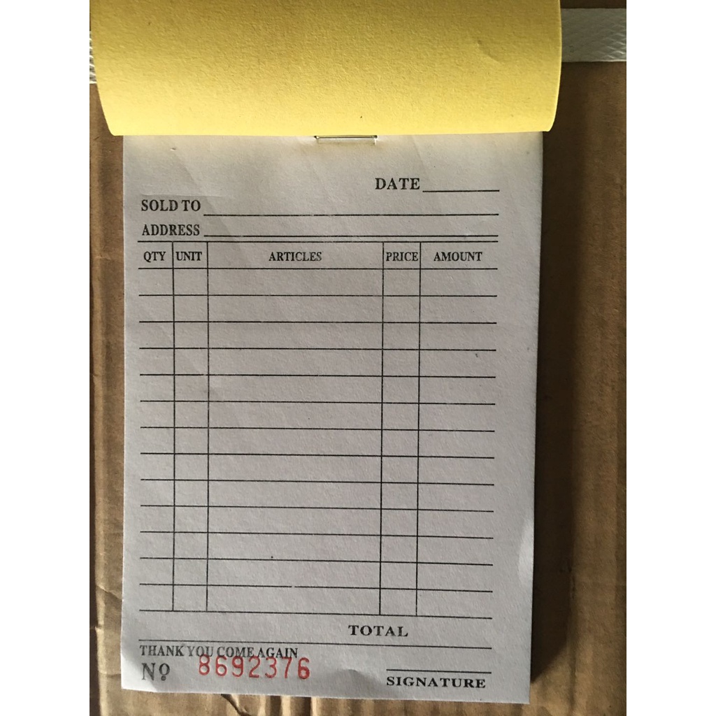 Duplicate Sold to receipt wholesale prices (50 pages 25*2 copy ...