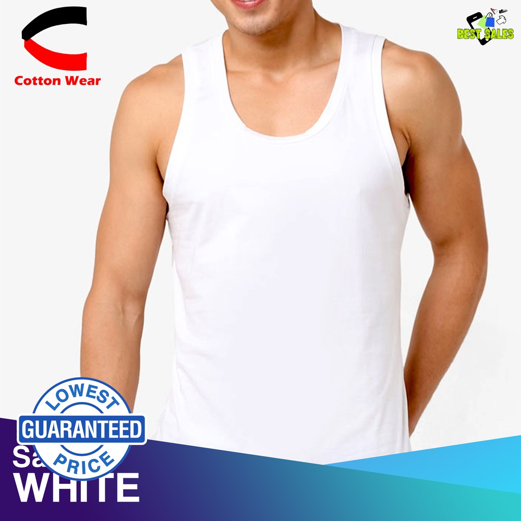 Plain White Sando Tank for Adult Men by Cotton Wear | Shopee Philippines
