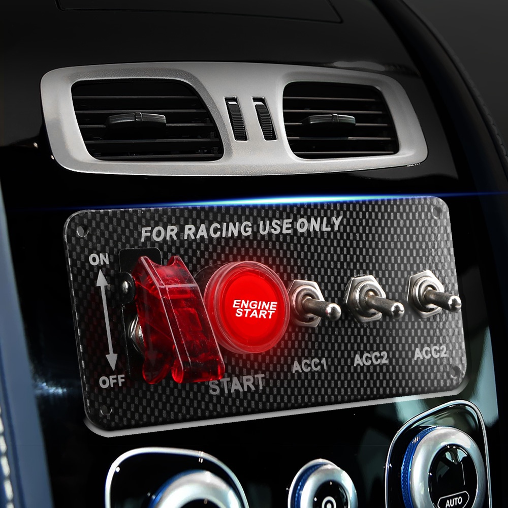 For Racing Car Engine Start Push Button Carbon Fiber 12V LED Ignition ...