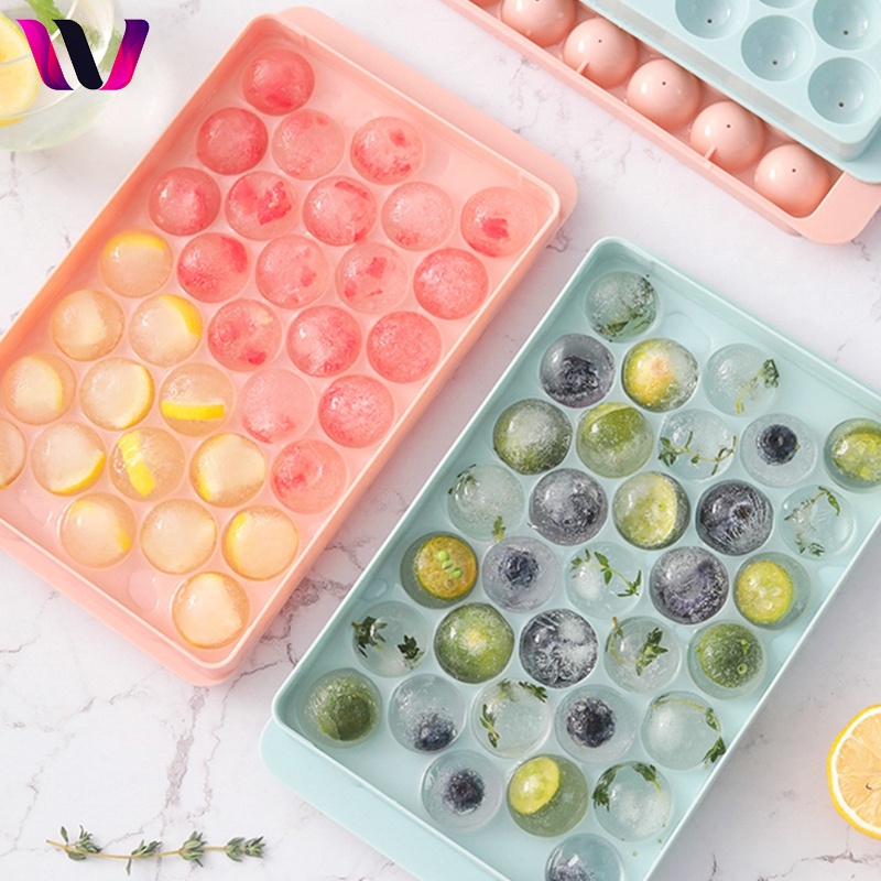 33 Grid Round Ice Cubes Plastic Ice Cube Tray Creative Ice Cube Box ...