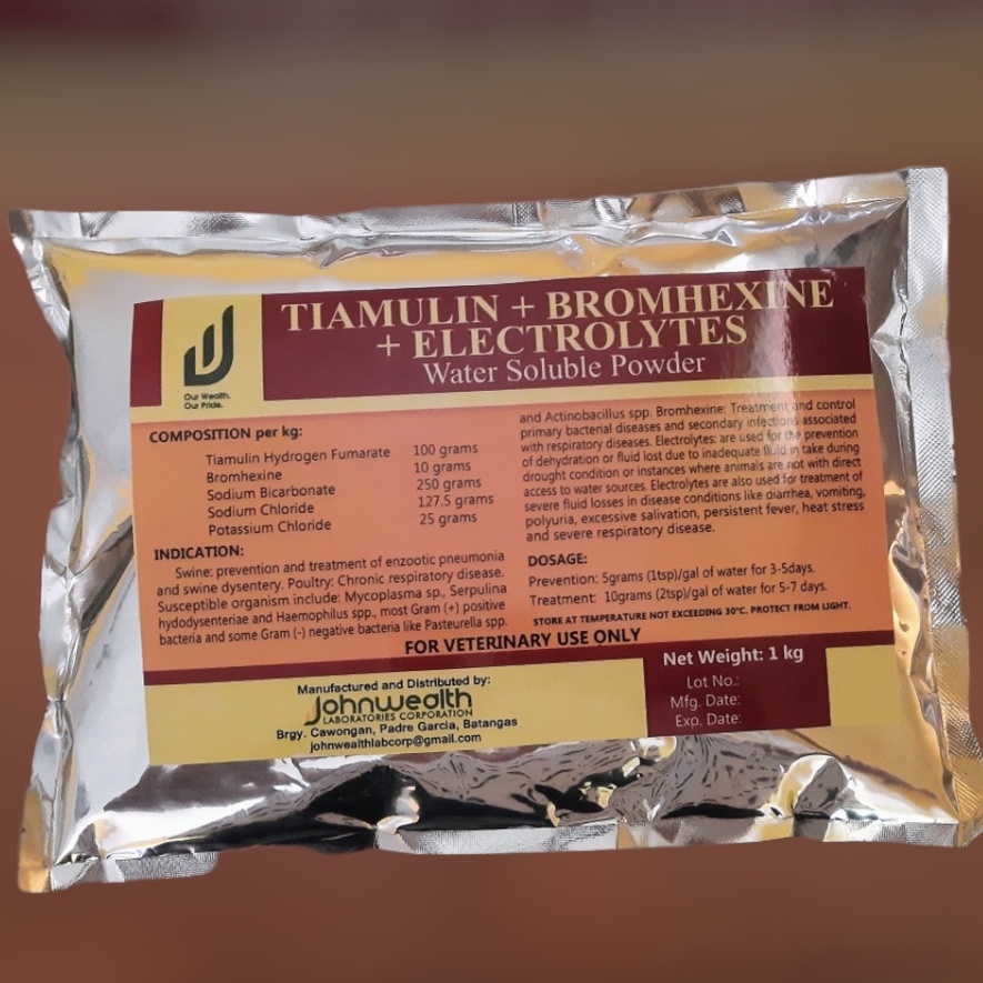 TIAMULIN + BROMHEXINE + ELECTROLYTES 1kg Foil Pack | Water Soluble ...