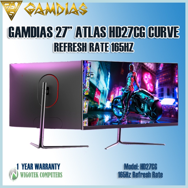 Gamdias Gaming Monitor Atlas HD27CG 27" VA 165hz Curved Screen HDMI ...