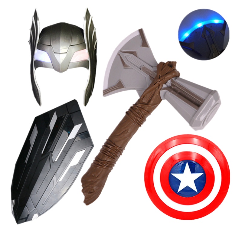 Marvel Avengers Toys LED Light Sound Captain America Shield Thor Hammer ...