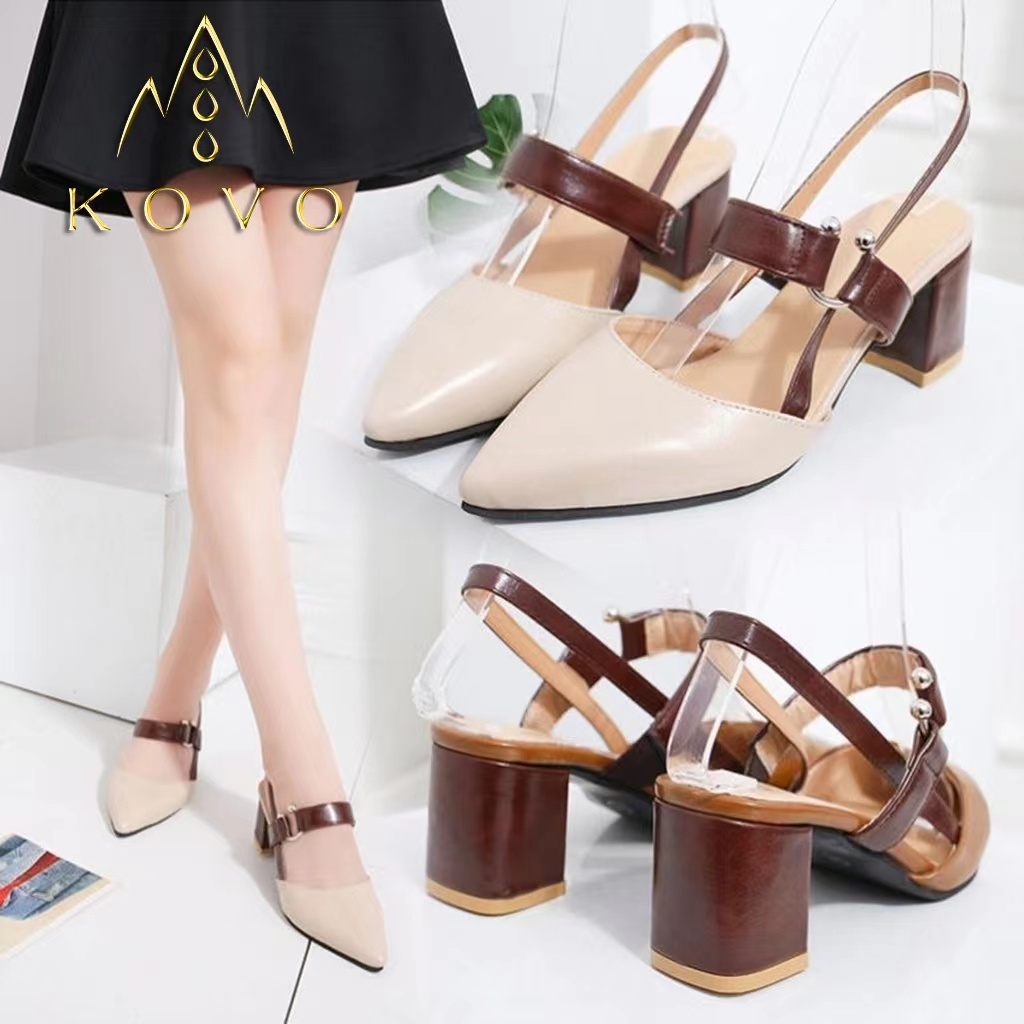 8804# Europe and the United States retro new fashion Baotou thick heel ...