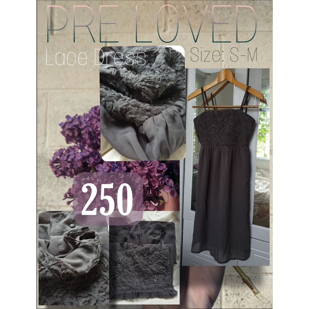 Pre loved Lace Dress(Gray) | Shopee Philippines