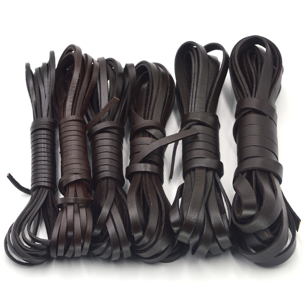 2 yards Genuine Leather Cord Rope Flat Leather for Leather Crafts 3/4/5 ...