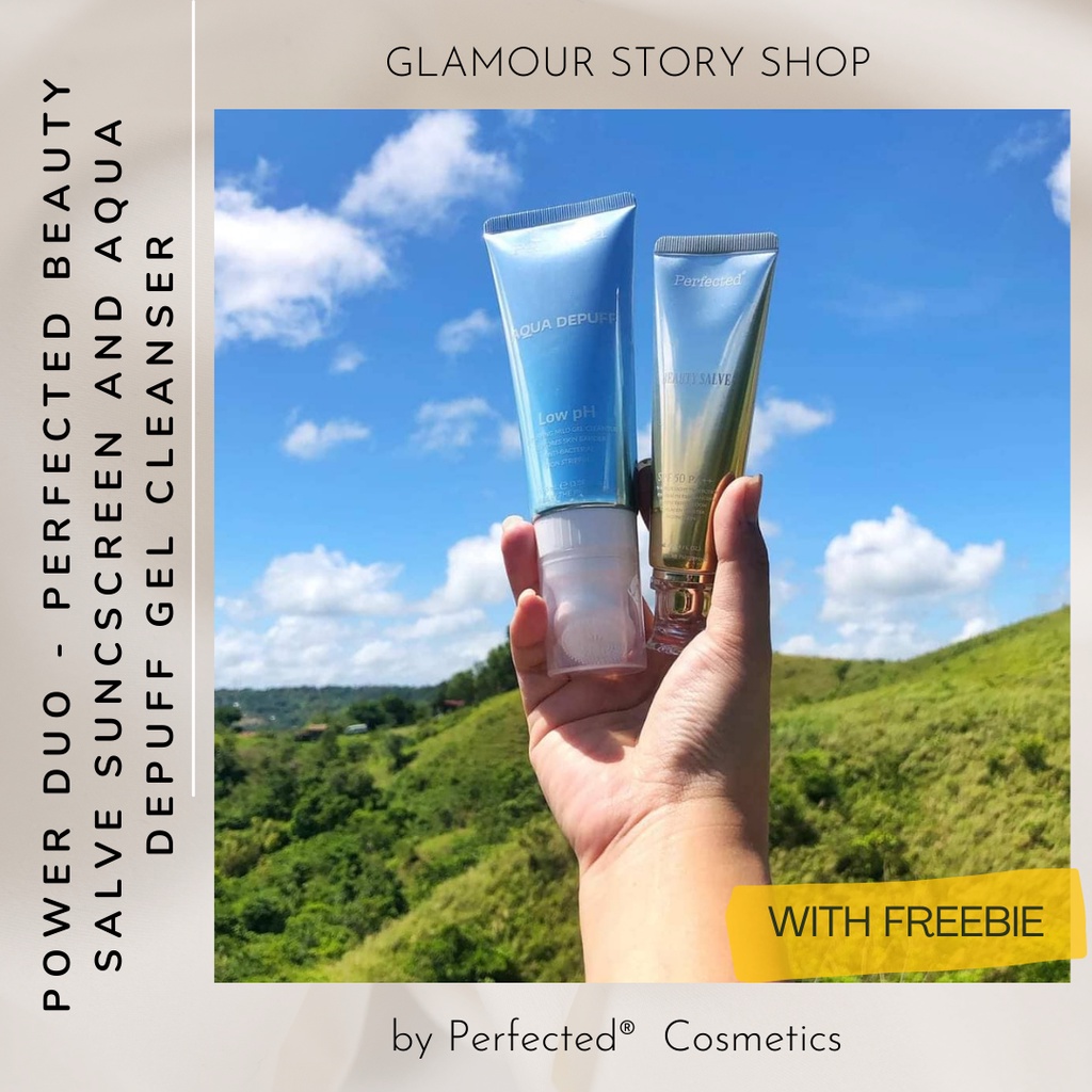 Power Duo Perfected Beauty Salve Sunscreen + Aqua Depuff Mild Gel ...