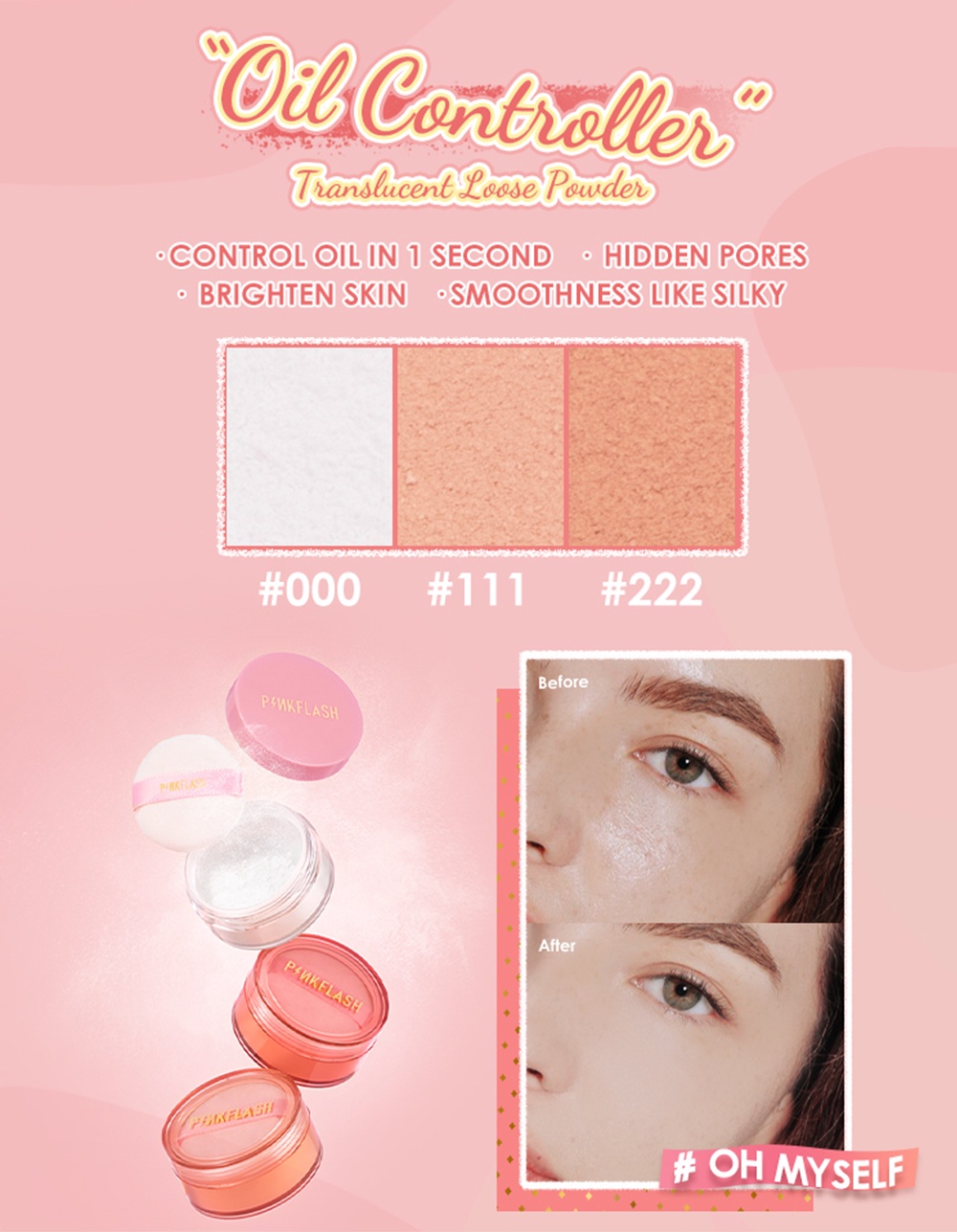 PINKFLASH OhMySelf Loose Setting Powder Oil Control Matte Lightweight ...